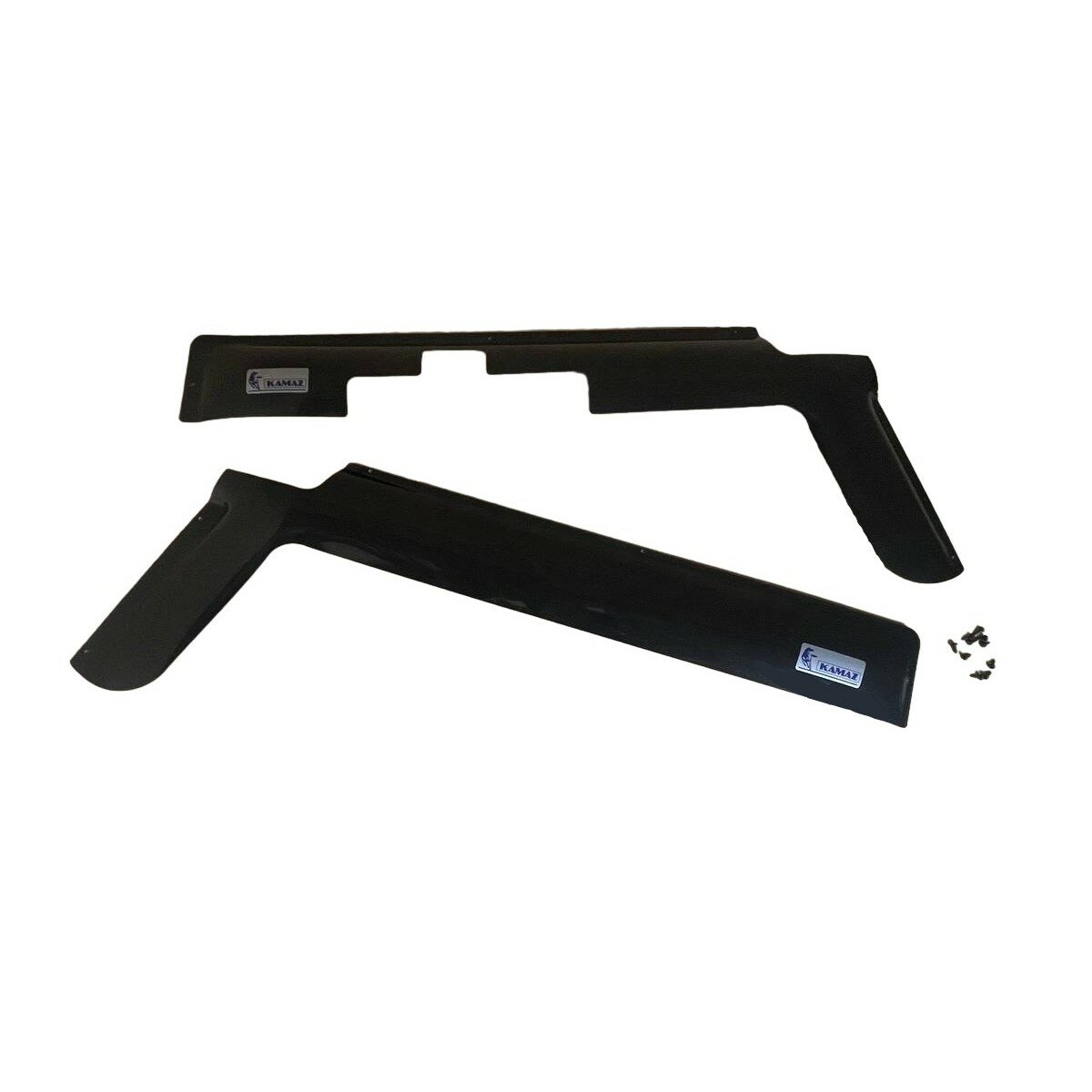 Дефлекторы дверей (ветровики) с лого на КАМАЗ Евро, (Чёрные)