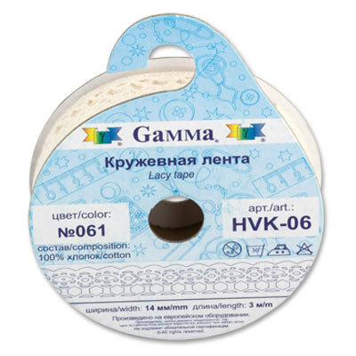 "Gamma" кружевная лента HVK-06 фасовка 14 мм 3 м СК/Распродажа №135 бордовый