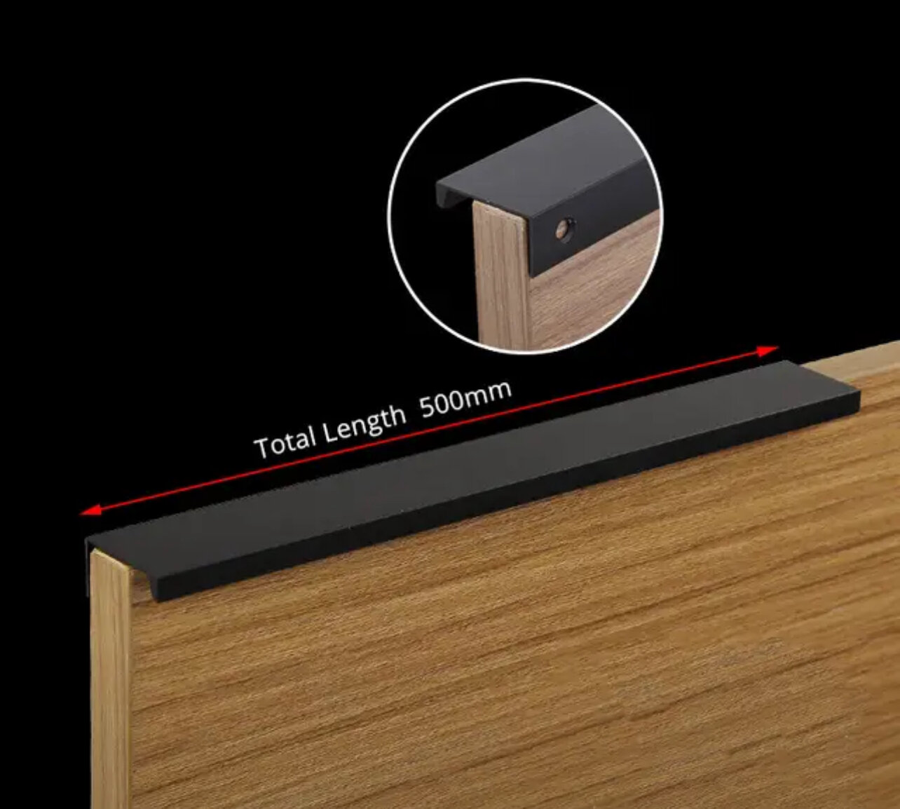 500 мм Скрытая ручка для шкафов и ящиков/ Черного цвета