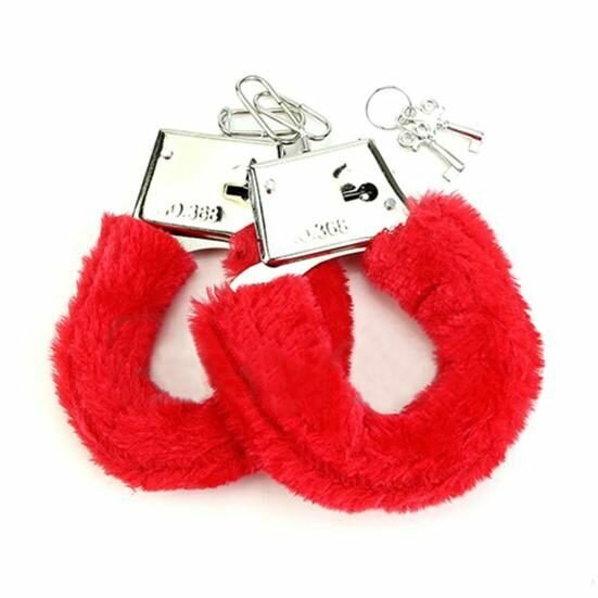 Наручники меховые красные