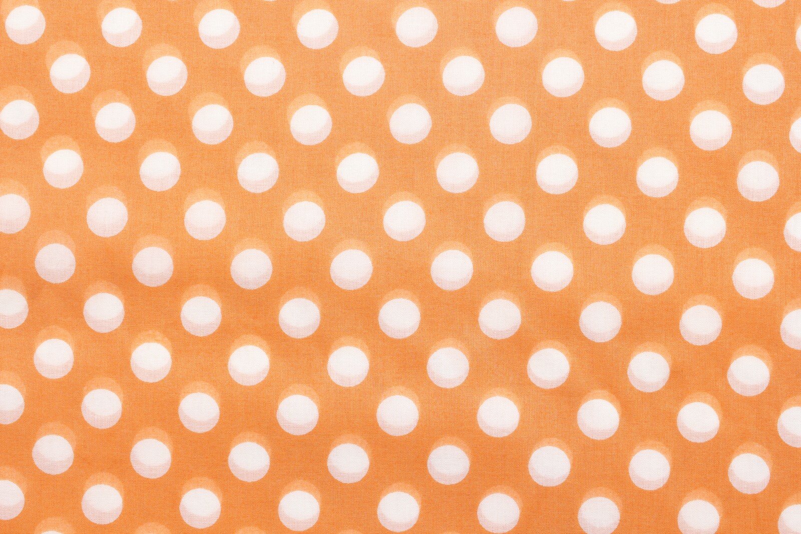 Ткань Хлопок-вуаль белый горошек на оранжевом фоне, ш146см, 0,5 м