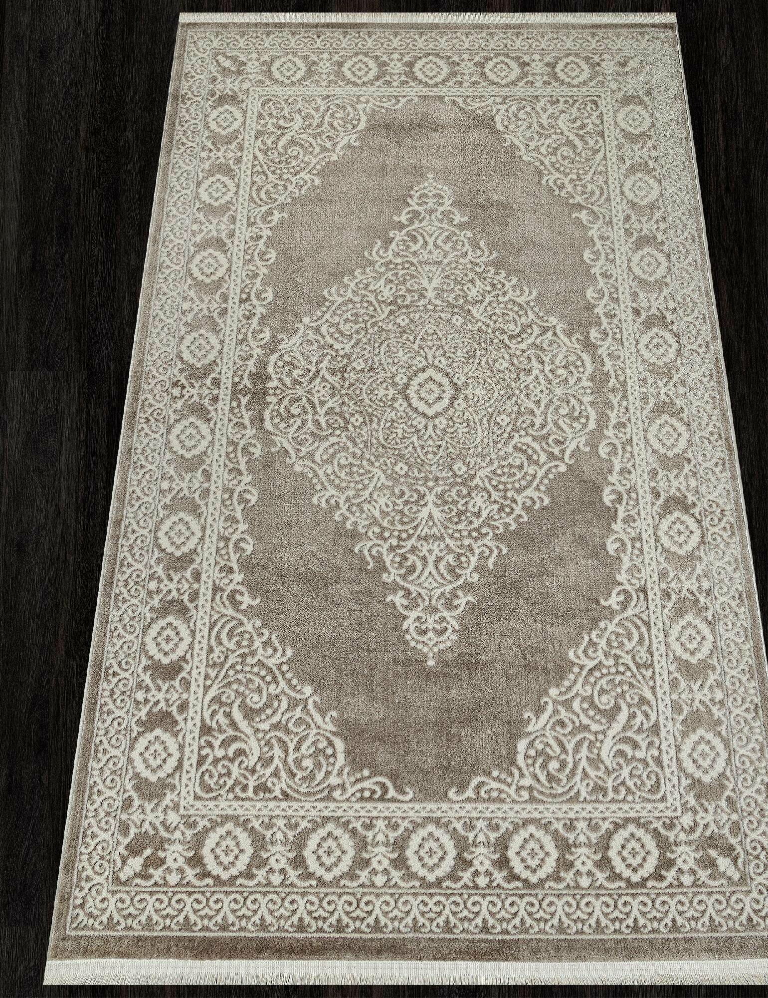 Ковер турецкий на пол в гостиную в спальню 77х150 см бежевый классический ворс 8 мм 389253 Kover-Russia