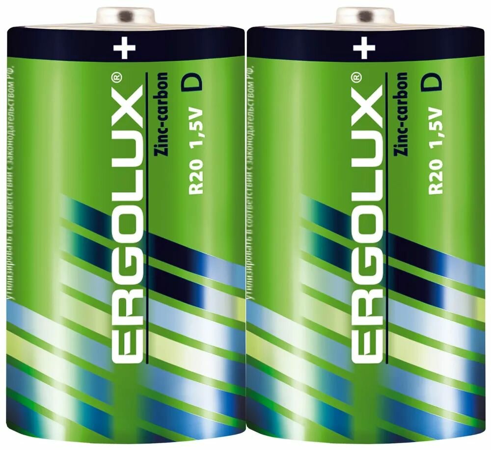 Ergolux Солевый батарейки, 1,5В, 2 уп.