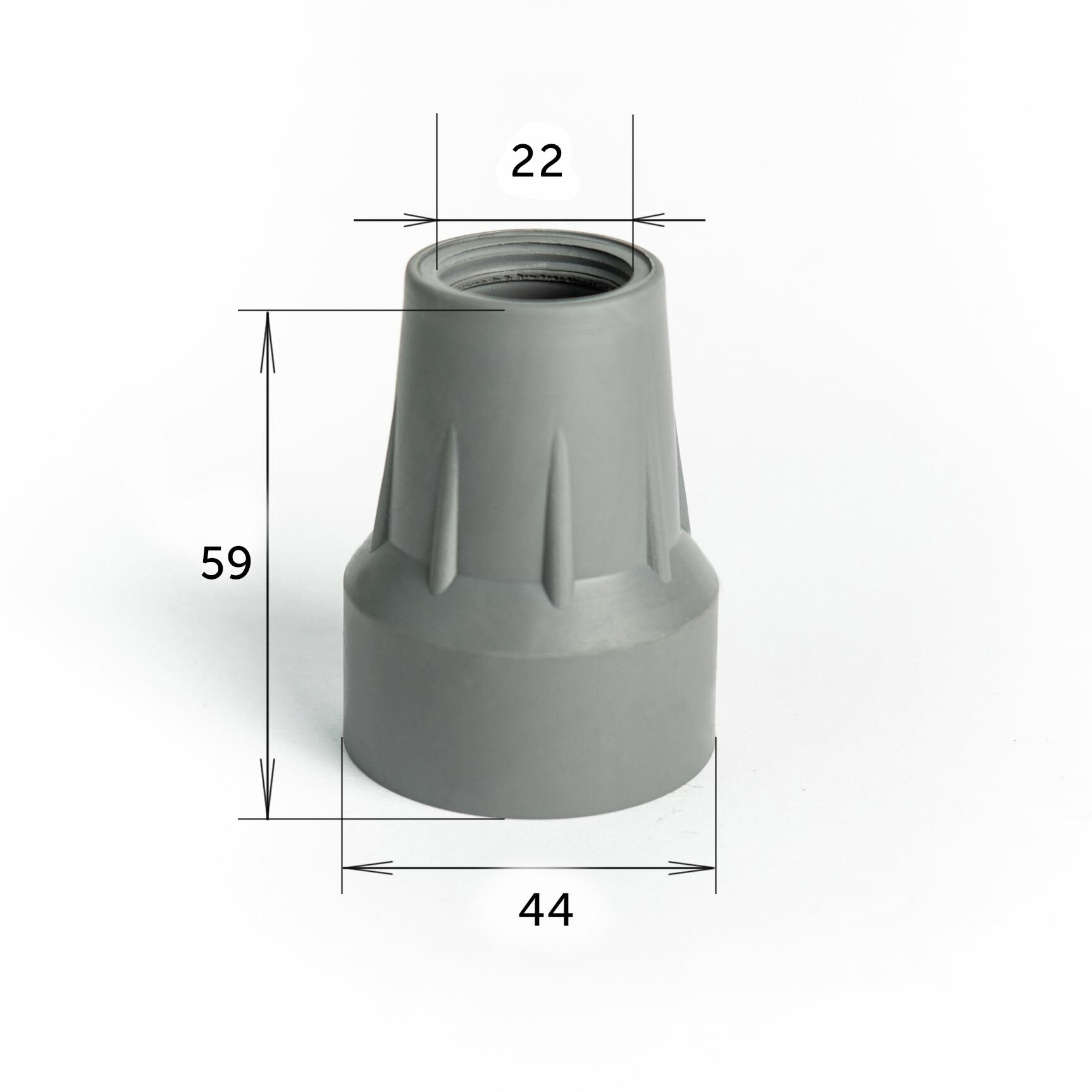 Сменные резиновые наконечники для костылей Viva 22/GR посадочный диаметр 22 мм, 10 штук в упаковке