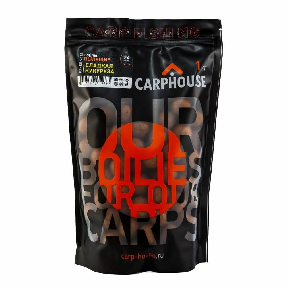 Бойлы прикормочные Carp House пылящие Сладкая кукуруза 1кг 24мм