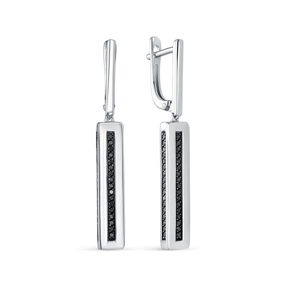 Серьги с подвесками, белое золото, 585 проба, родирование, бриллиант