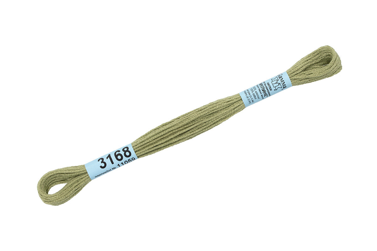 Мулине "Gamma" 100% хлопок 8 м №3168 бл. зеленый