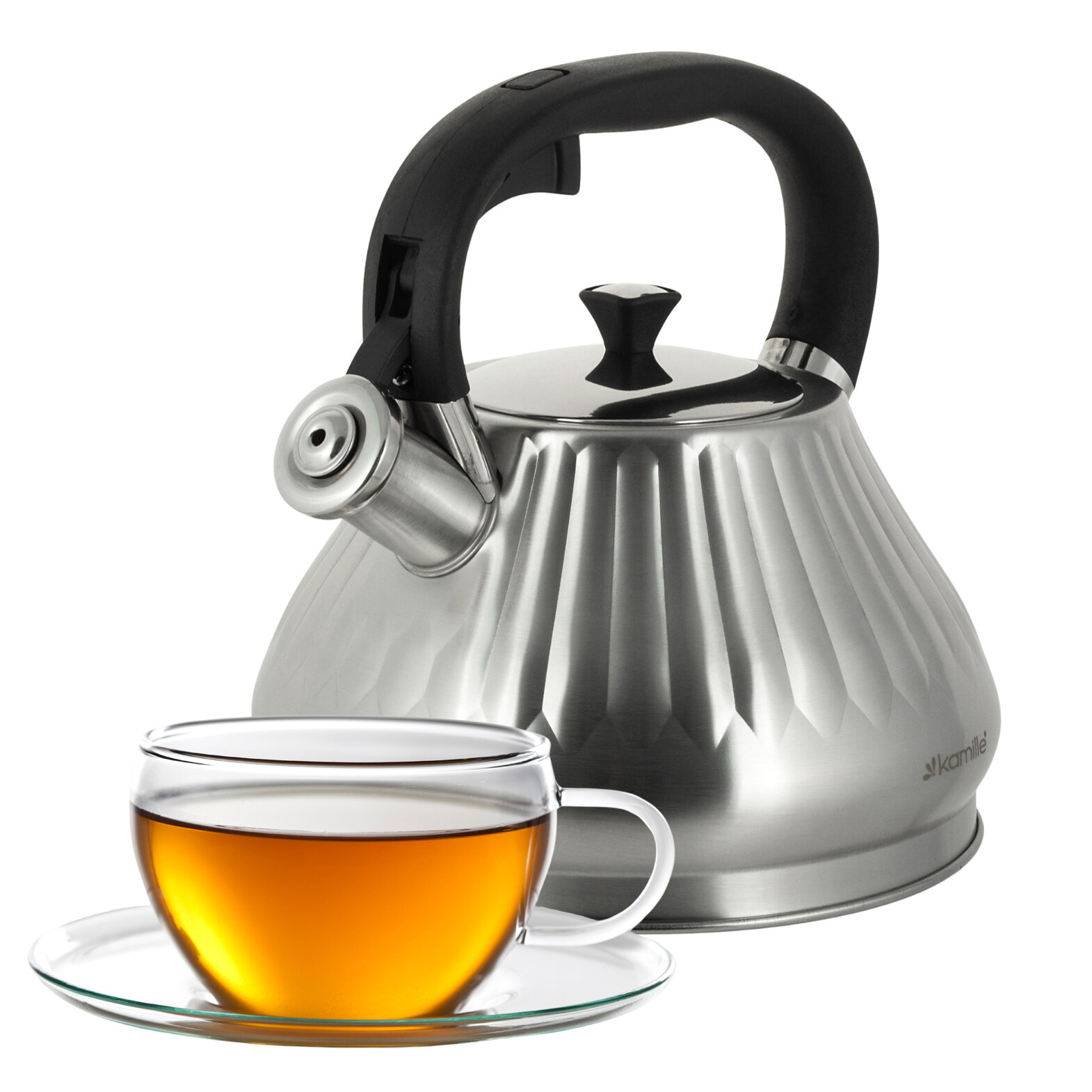 Чайник 3 л. из нержавеющей стали со свистком Kamille KM 0859 (серебристый)