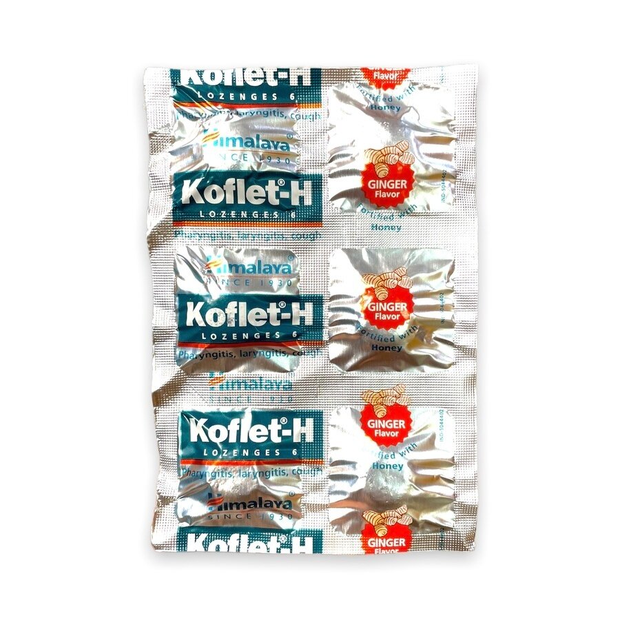Леденцы Кофлет Koflet от кашля Имбирь Ginger Flavor Himalaya Herbals 6 шт