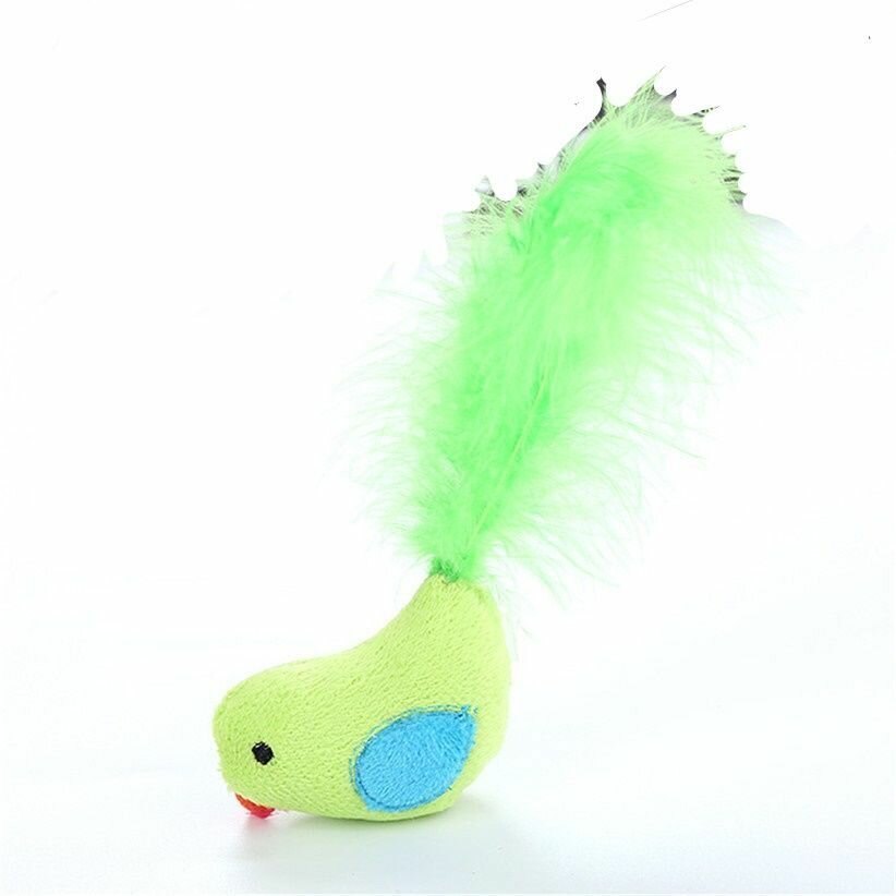 Homecat игрушка для кошек птичка с хвостом из перьев, 18 см