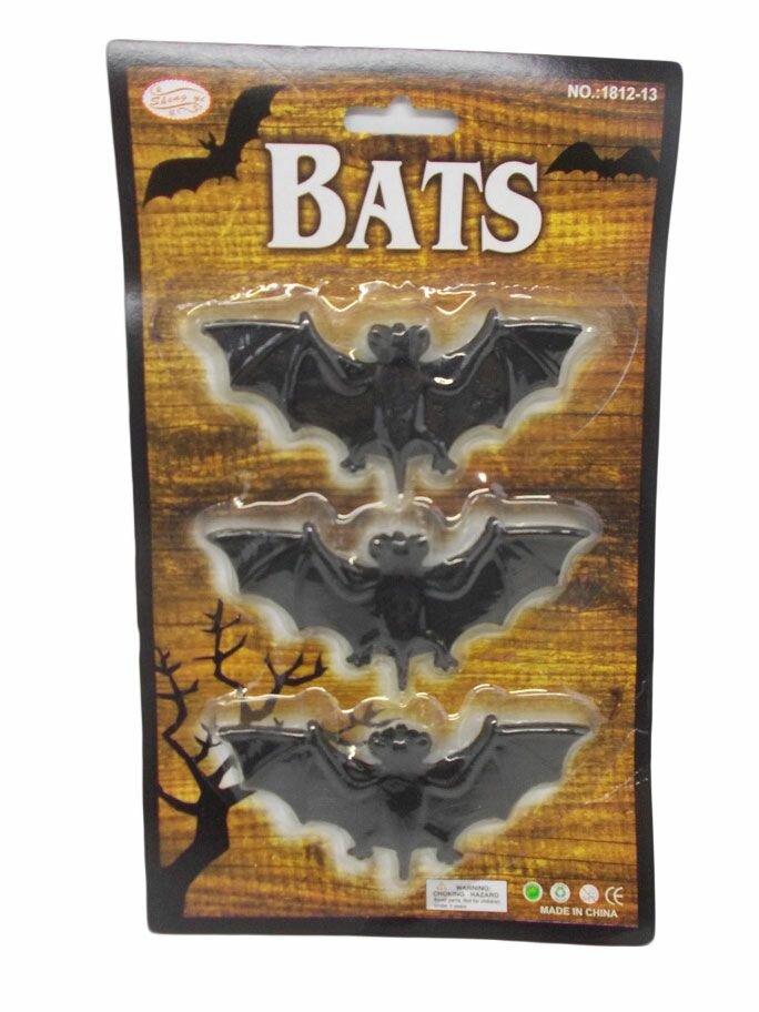 Фигурки летучие мыши I-Bright Company, для помещения, пластик, 3 шт, 10x5x2 см. На Хэллоуин.