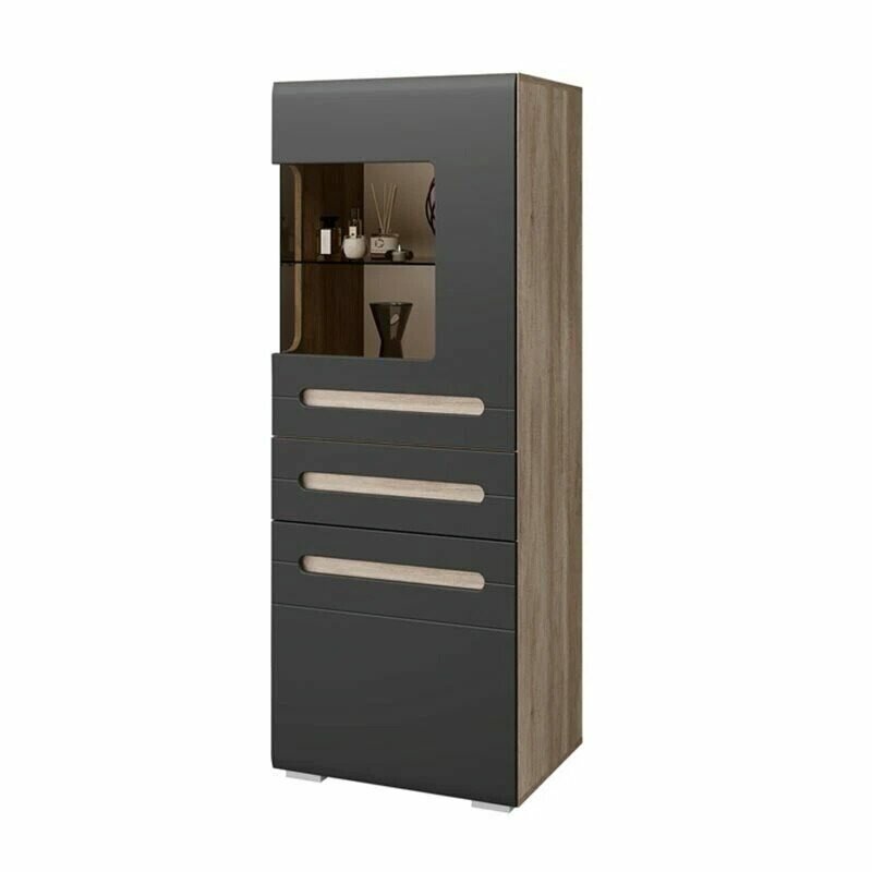 Шкаф-витрина ШК-24 «Наоми», дуб каньон/графит (602х460х1600)