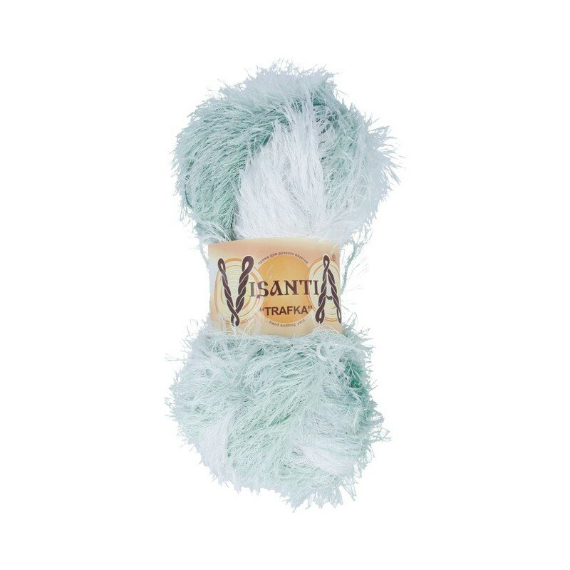 Пряжа VISANTIA "TRAFKA" меланжевая 100% полиэстер 100 г 150 м №3070 белый/св. св. зеленый