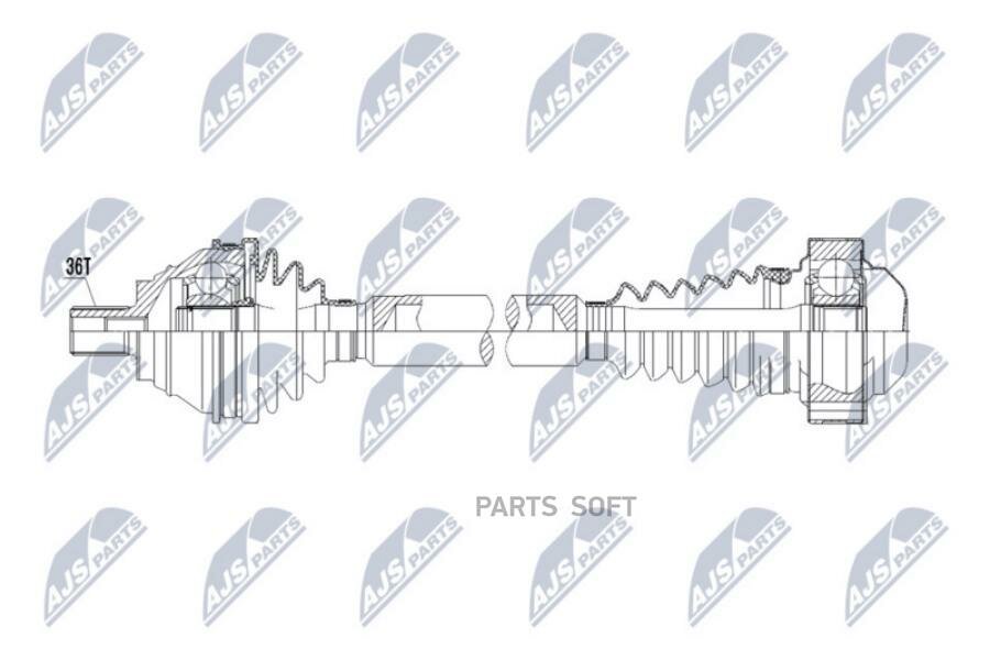NTY NPW-VW-060 полуось VW/AUDI/SKODA/SEAT ENG.1.8TFSI PASSAT 07-14, GOLF VI 08-, CC 11-16, CADDY 1.2TSI,1.6/1,9TDI