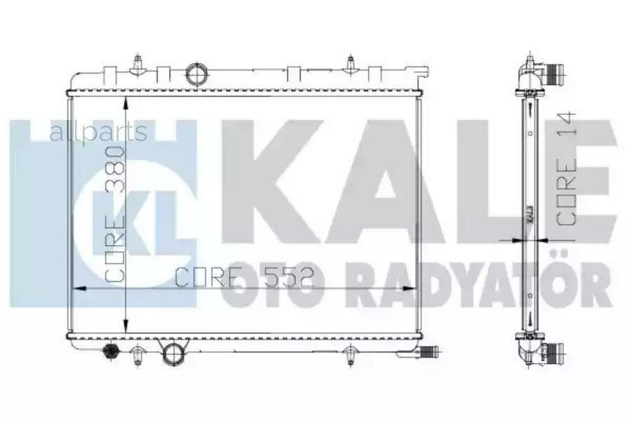 KALE 216999 Радиатор охлаждения для а/м Peugeot 307, Citroen C4 (04-) 1.4, 1.6i паяный
