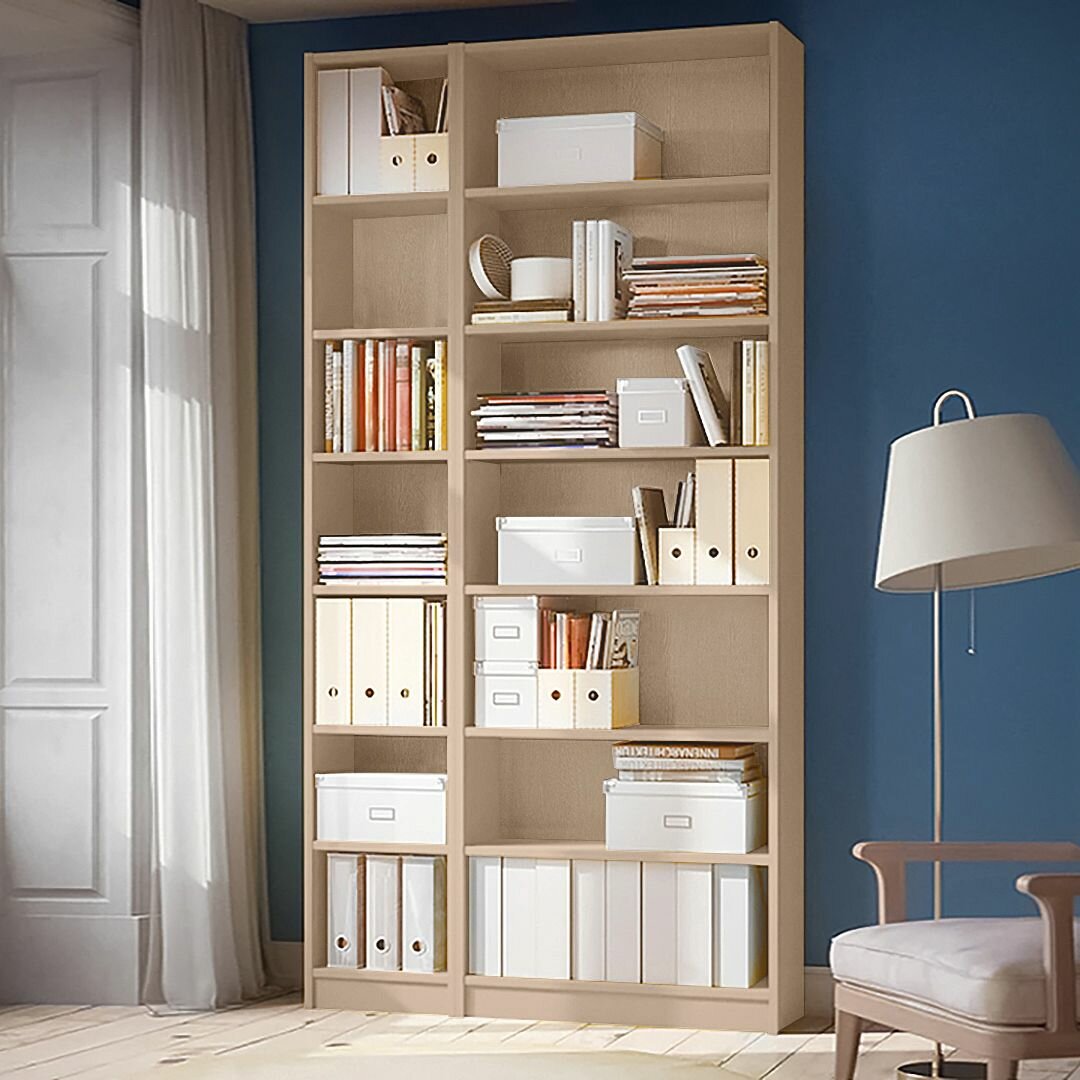 Стеллаж, 130х28х237см, Икеа Барни 02 С полками, Для игрушек, Деревянный, ЛДСП дуб сонома светлый, FRESH мебель