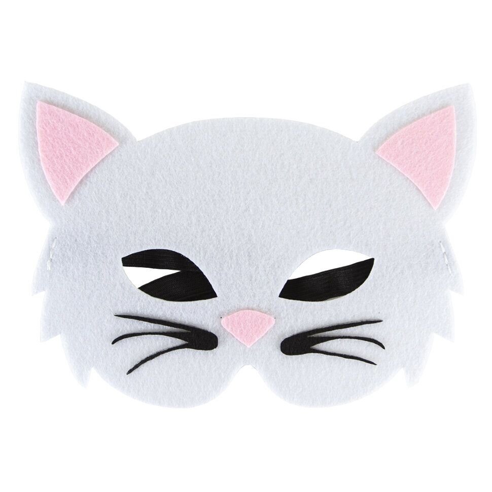Маска карнавальная, из фетра, Котик, Белый, 17*11 см, 1 шт.