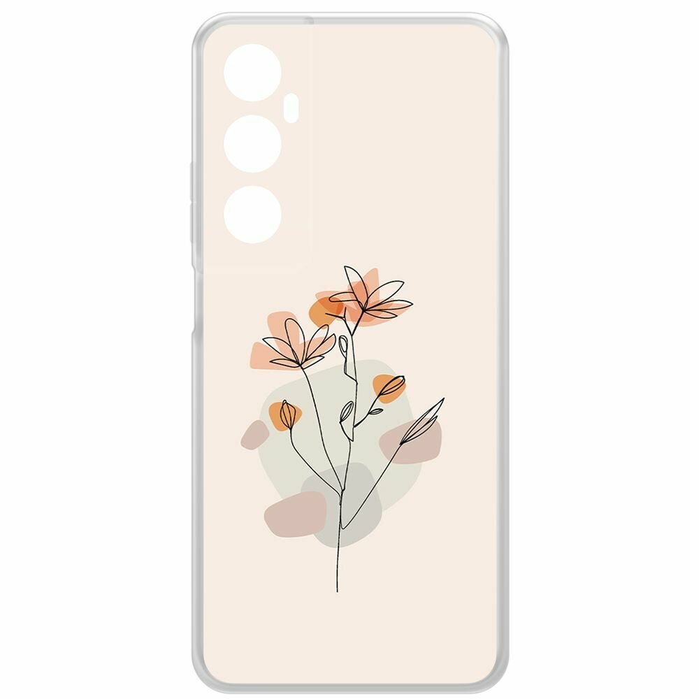 Чехол-накладка Krutoff Clear Case Ромашки для Realme C65, с рисунком, термопластичный полиуретан (TPU)