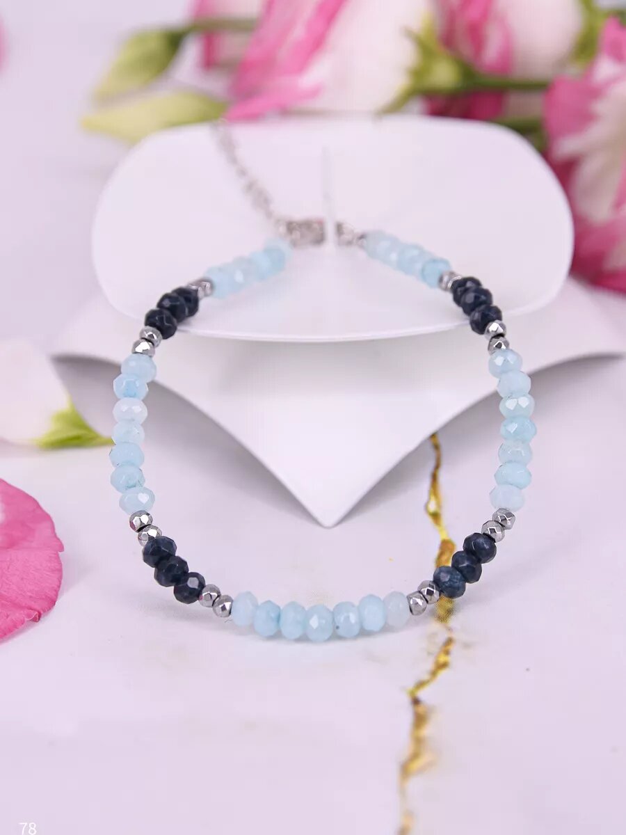 Браслет, аквамарин, гематит