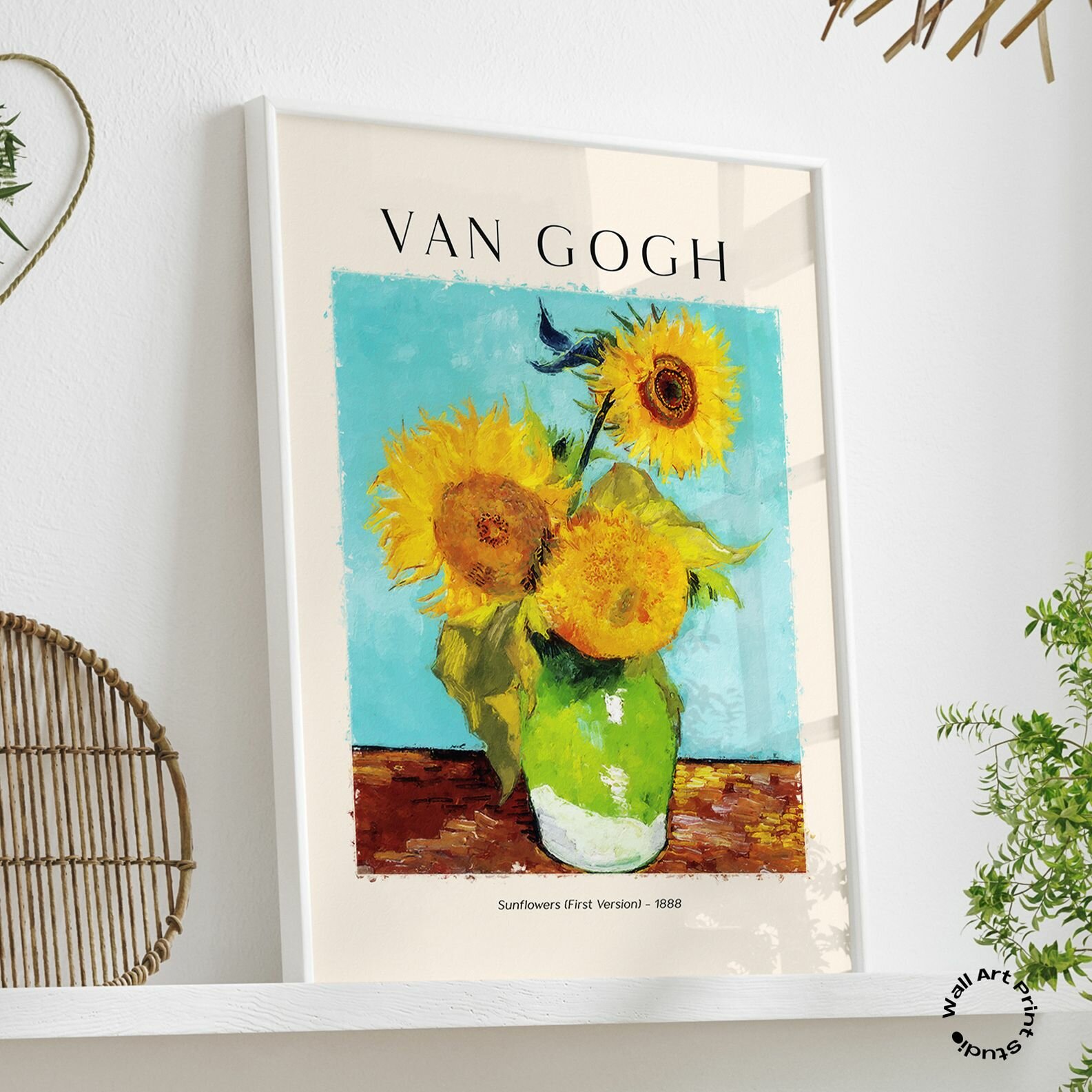 Ван Гог "Подсолнухи" 1888 г, Постер (плакат) для рамки 40x60 см.