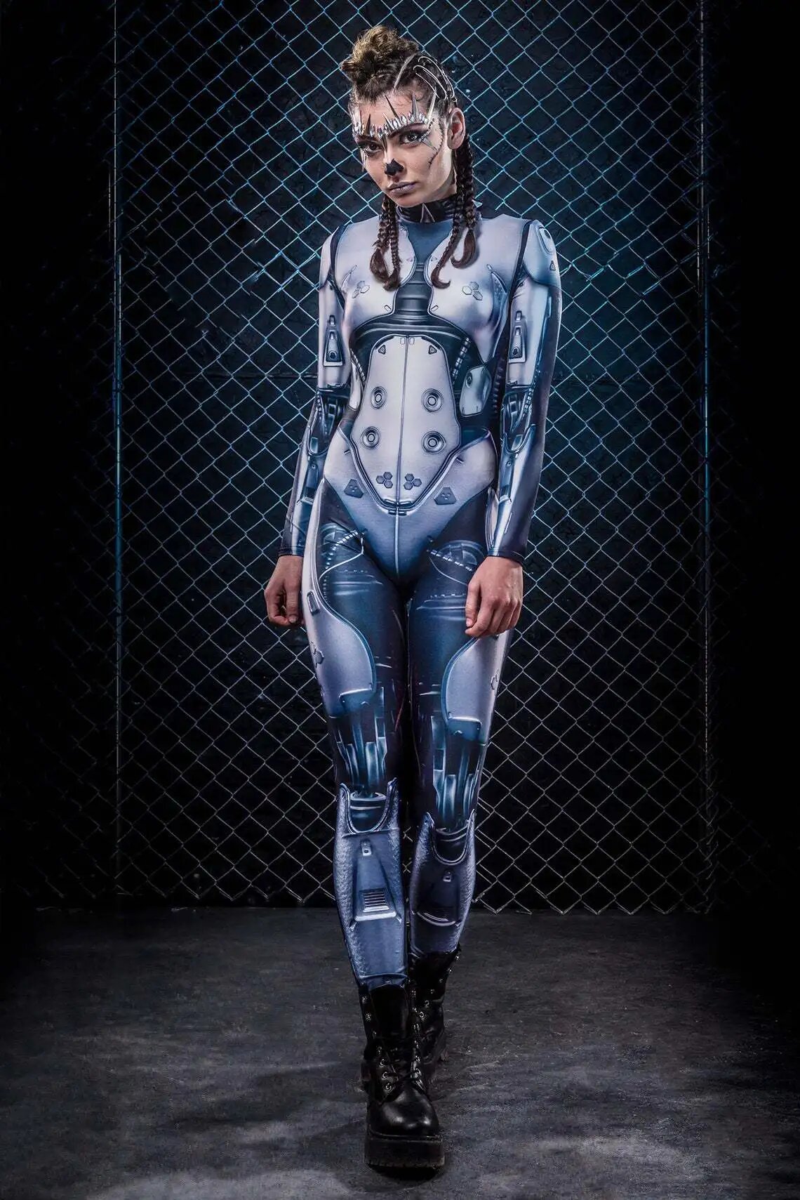 Костюм робота панк скелета Zentai М, B