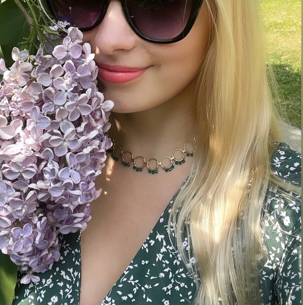 Колье Jewellery by Marina Orlova, шпинель синтетическая, длина 42 см, зеленый — фото 1