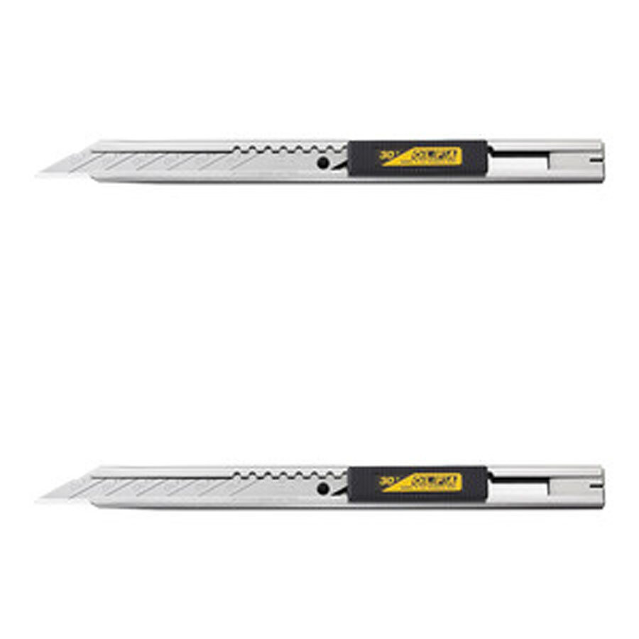 Нож строительный Olfa 9 мм с ломающимся лезвием стальной корпус для графических работ (2 шт.)