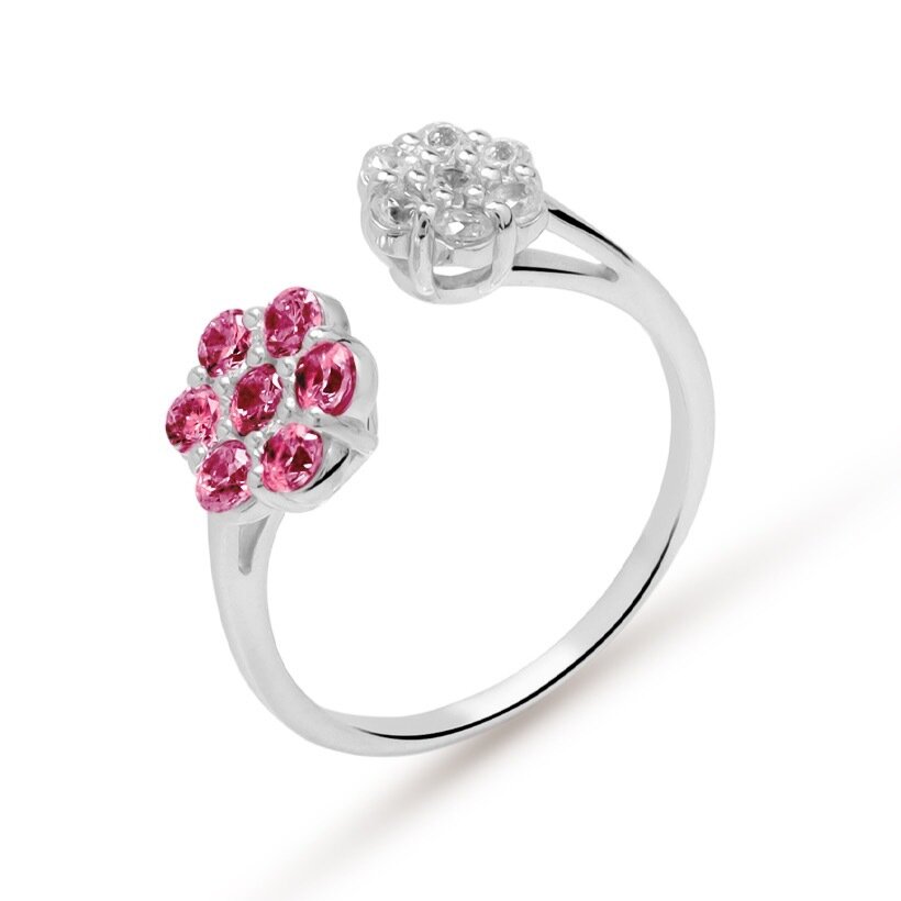 Кольцо разъемное, серебро, 925 проба, родирование, фианит