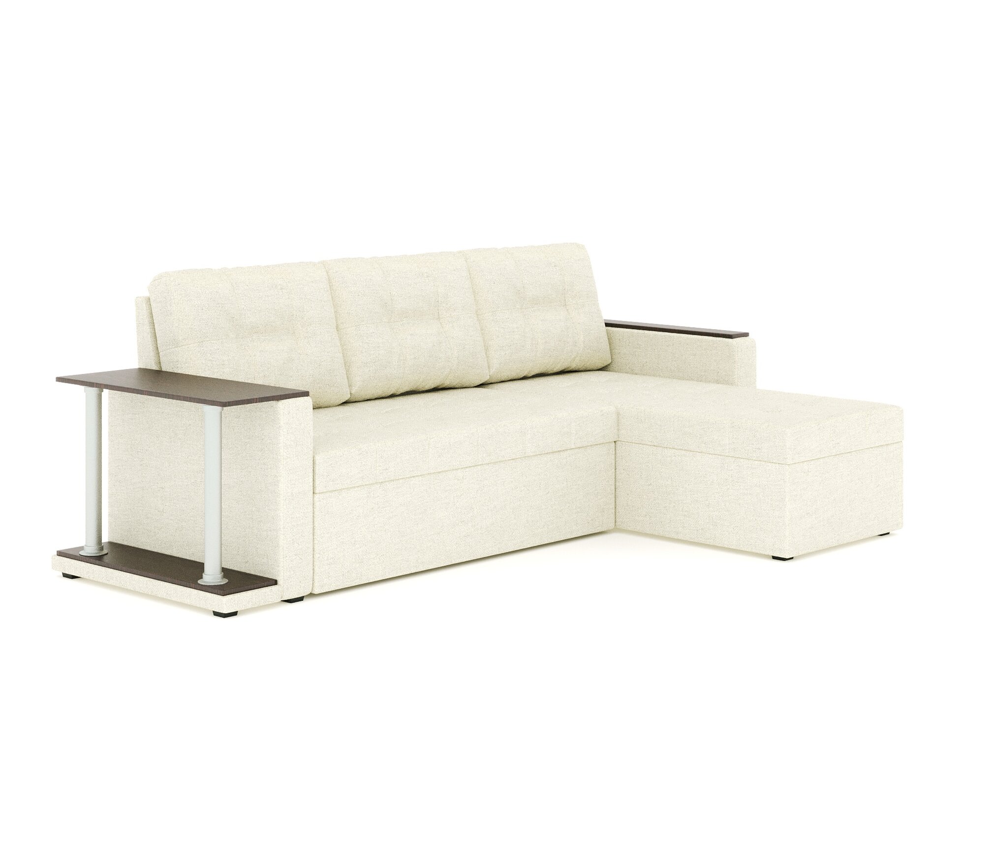 Угловой диван Атланта, D@E Factory , 140х200, рогожка саванна милк, ППУ, Дельфин