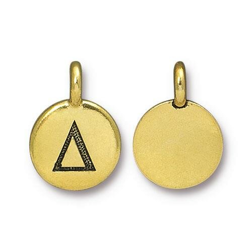 Подвеска, 16.5х12мм, TierraCast, буква Дельта, базовый материал - оловянный сплав, позолоченная с чернением, 2 шт.