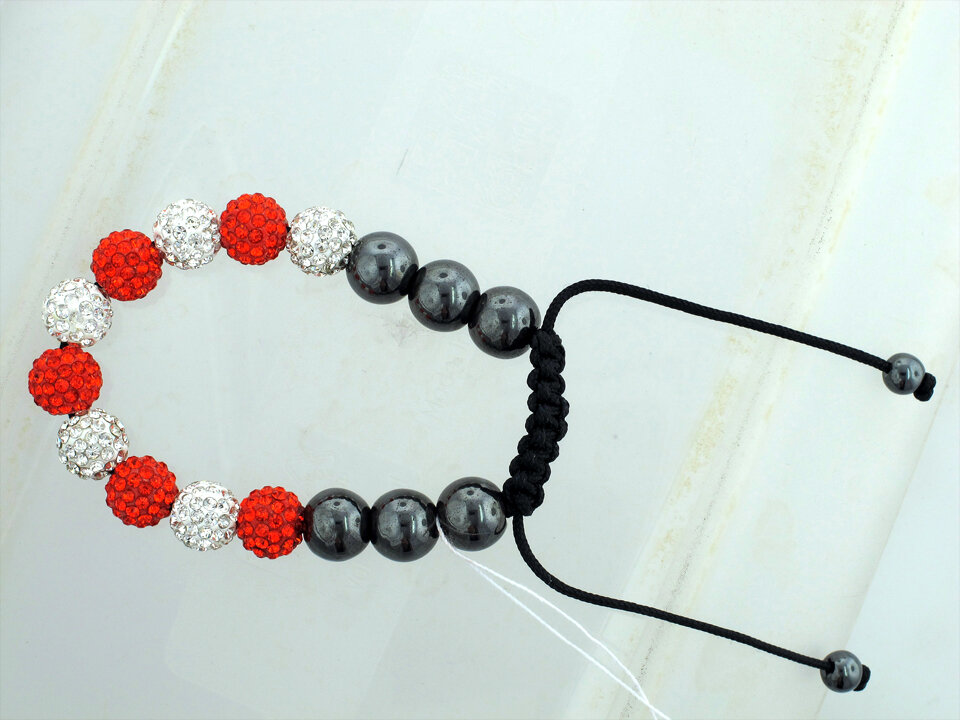 Браслет, стекло, гематит