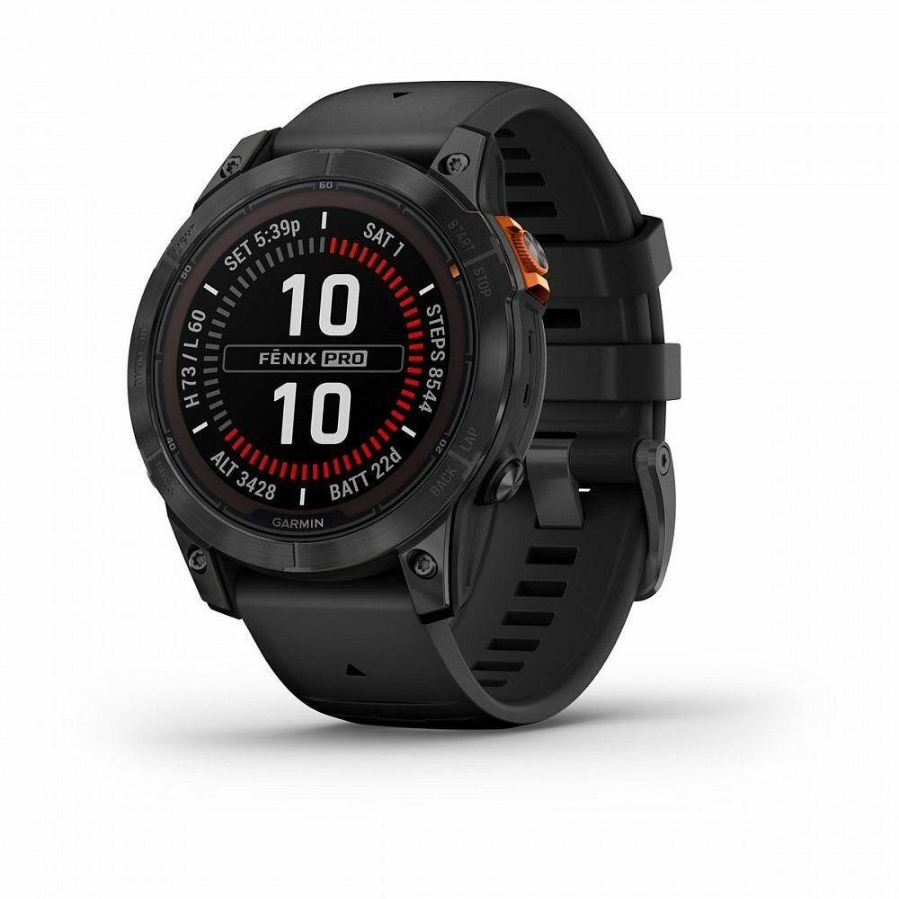 Часы Garmin FENIX 7 PRO Solar серый с черным ремешком 010-02777