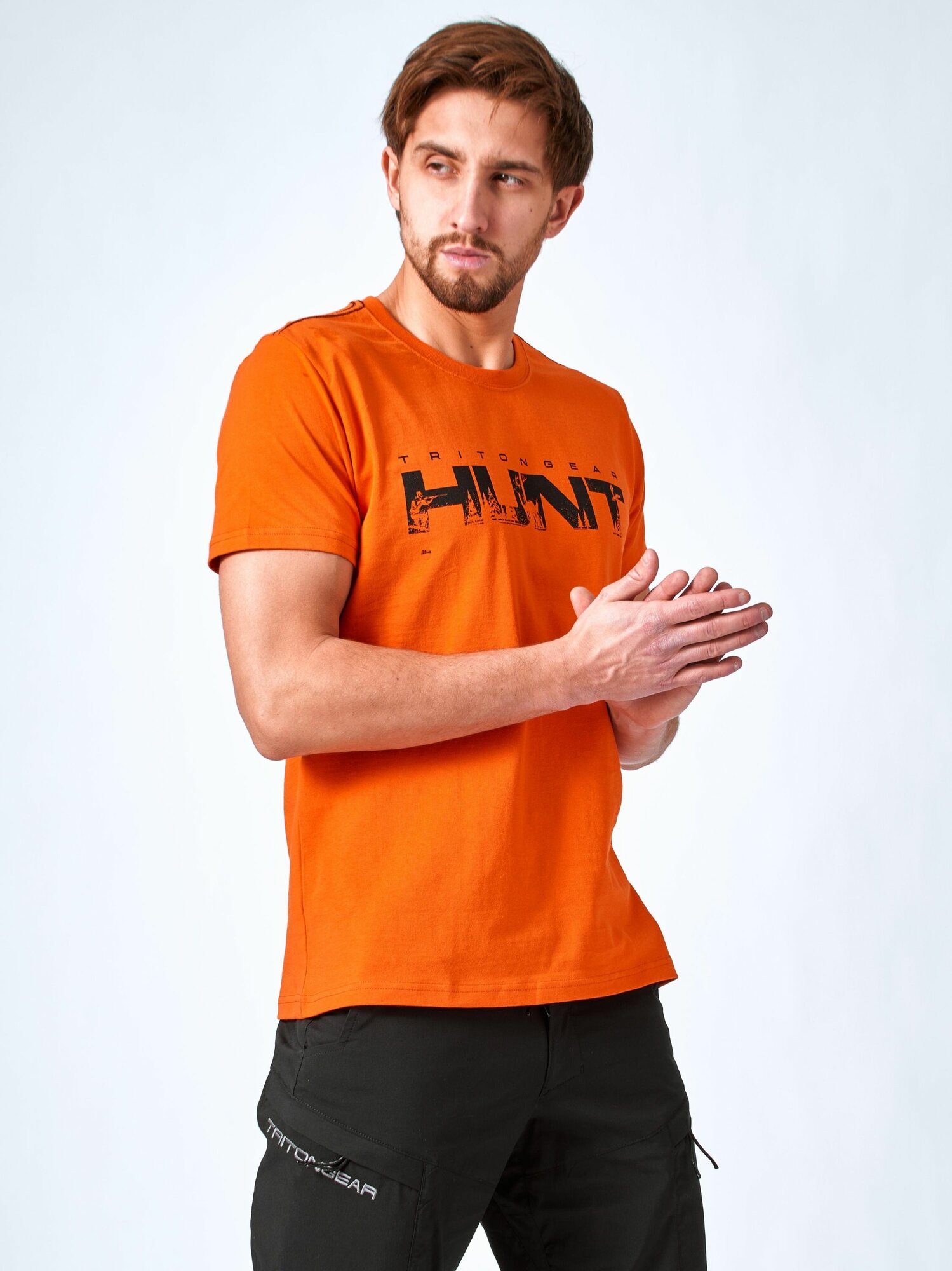 Футболка "HUNT" (Хлопок, Оранжевый) TRITONGEAR Размер M (44-46)
