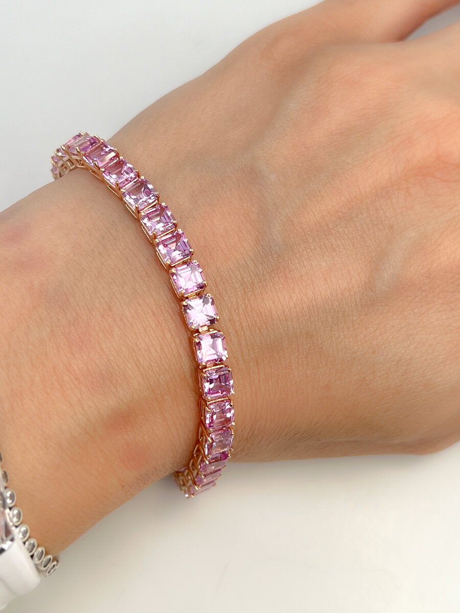 Браслет, красное золото, 375 проба, сапфир синтетический