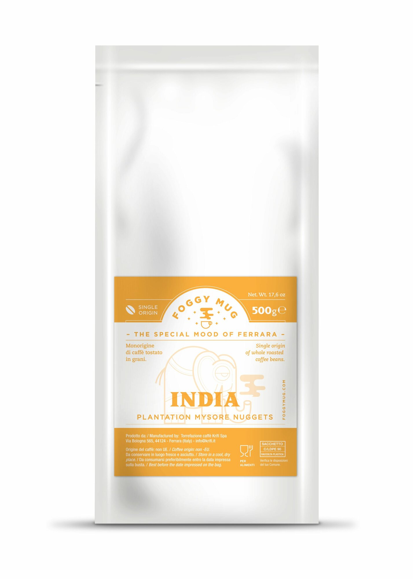 Кофе в зёрнах Krifi Индия Майсур Наггетс, арабика премиум 500 г.