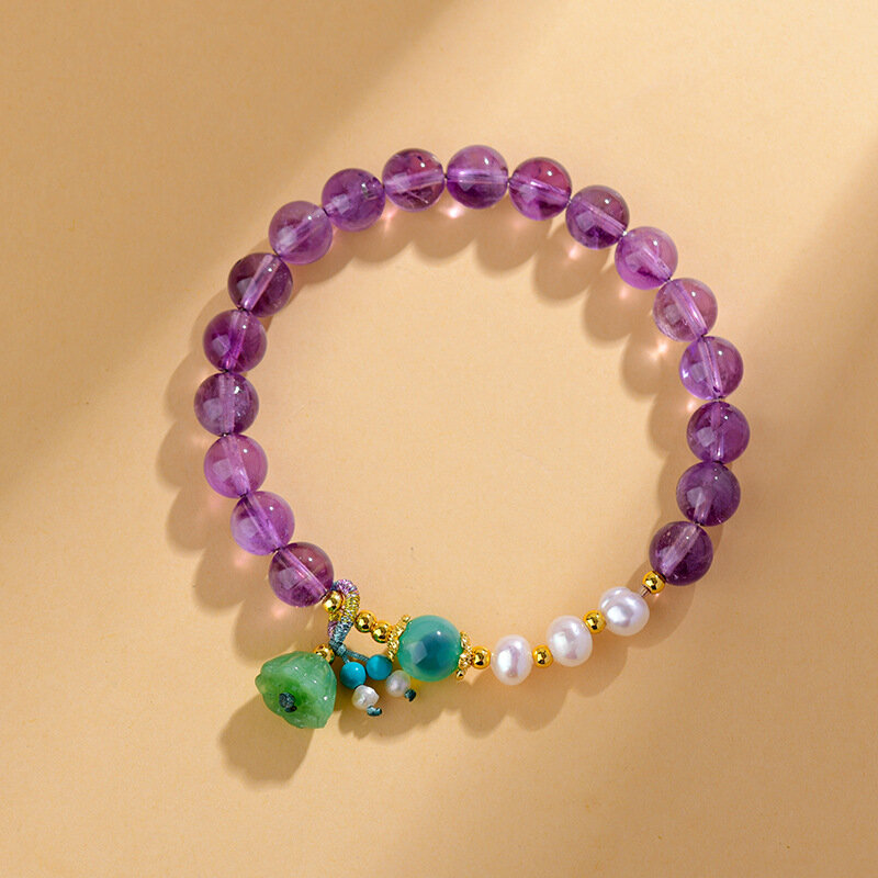 Браслет, аметист, хрусталь