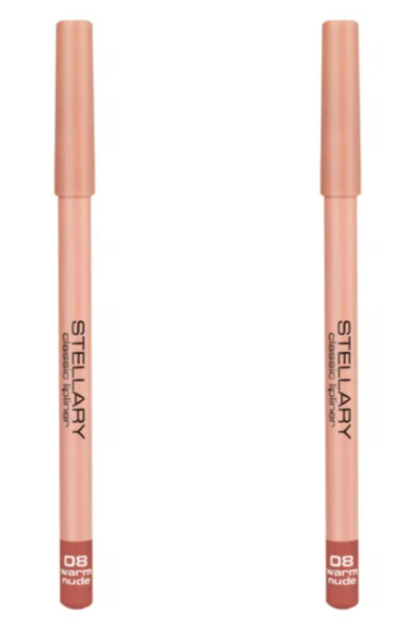 Карандаш для губ Stellary Lipliner, тон 08 Warm Nude, 1,35 г, 2 шт