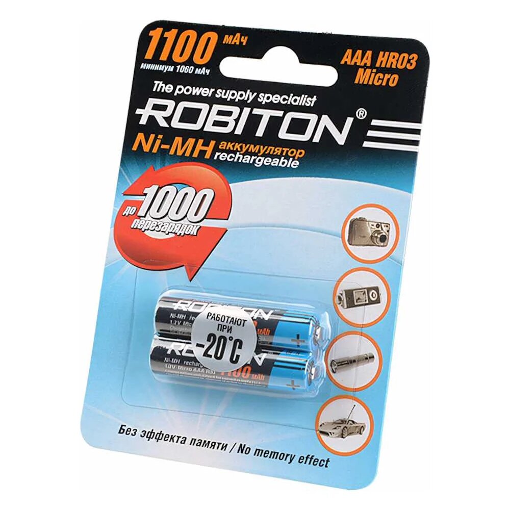 Аккумулятор Robiton 1100MHAAA-2 200 BL2 упак, для использования в фотоаппаратах