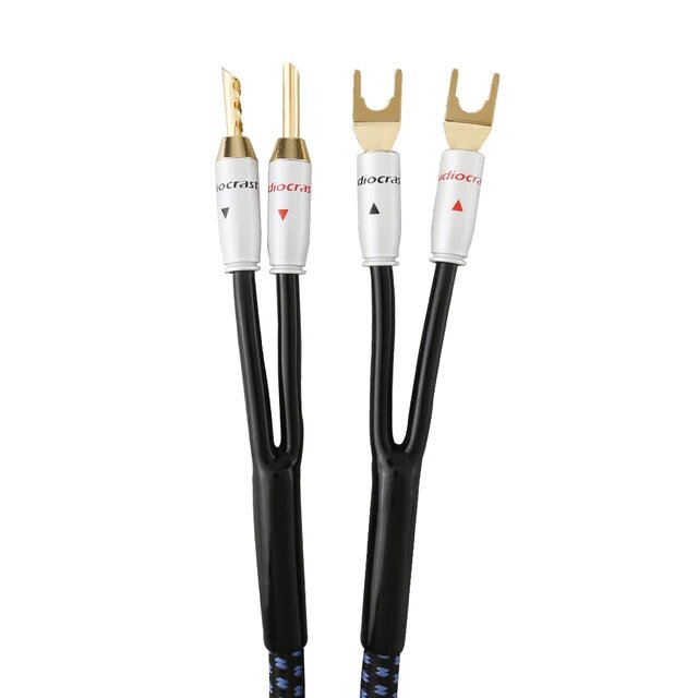 Аудиокабель Audiocrast SP14 посеребренный banana to spade, 4m