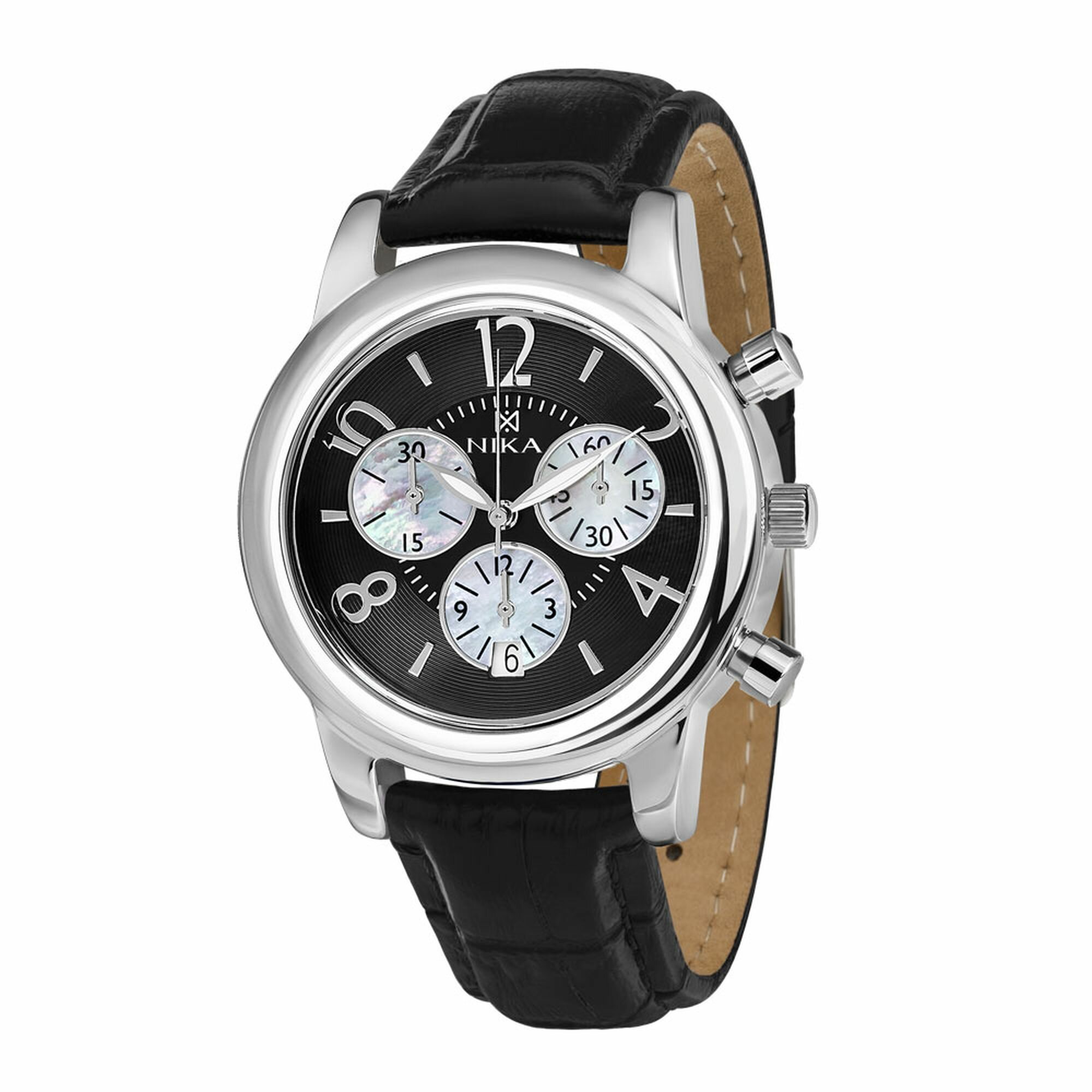 Наручные часы, серебро, кожа