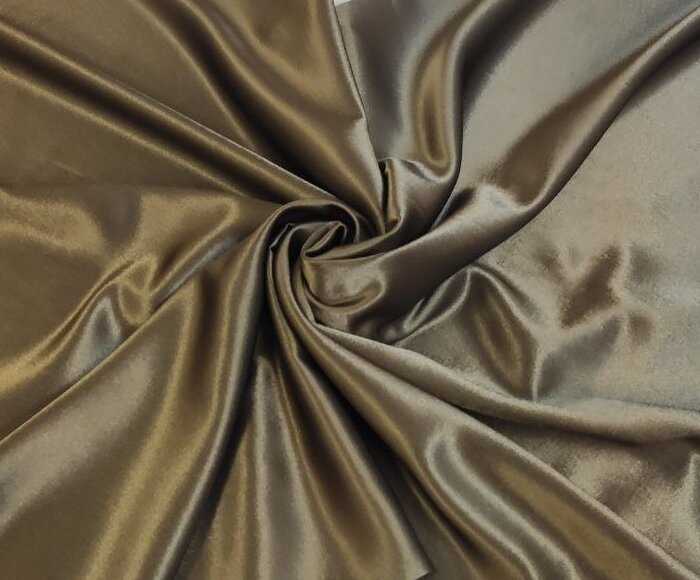 Ткань плательная, креп-сатин, 1,5х1 м, гладкая, глянцевая, цвет хаки