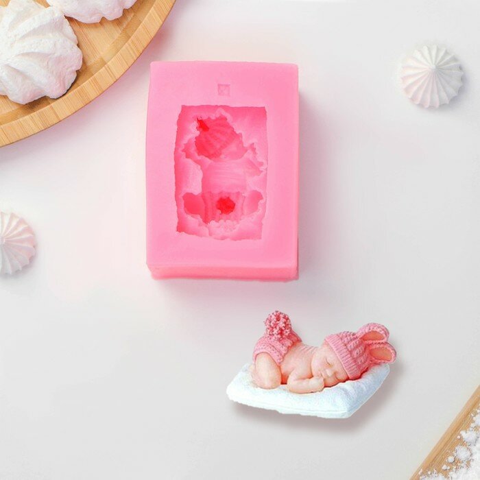 Молд Доляна "Сонный ребёнок" силикон, 9х6 см, цвет розовый