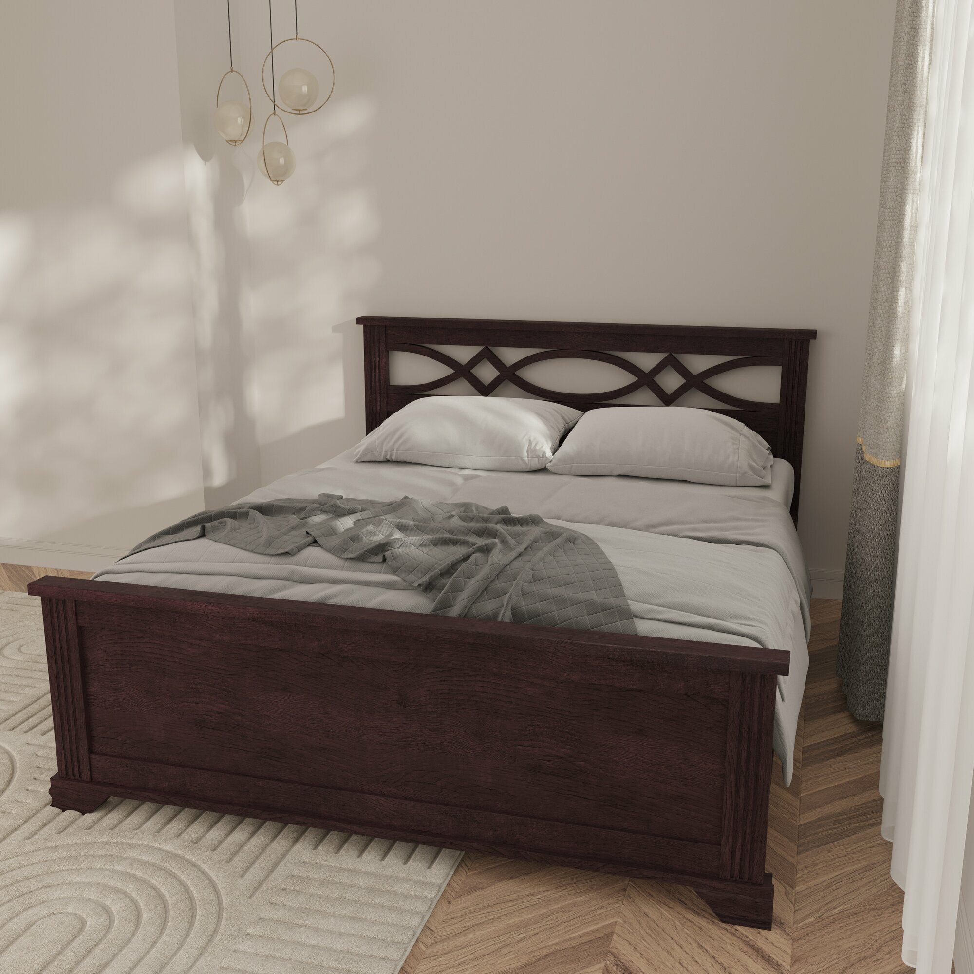 Двуспальная кровать рианна Лира, 180x200 см, каркас из массива сосны, цвет венге 3