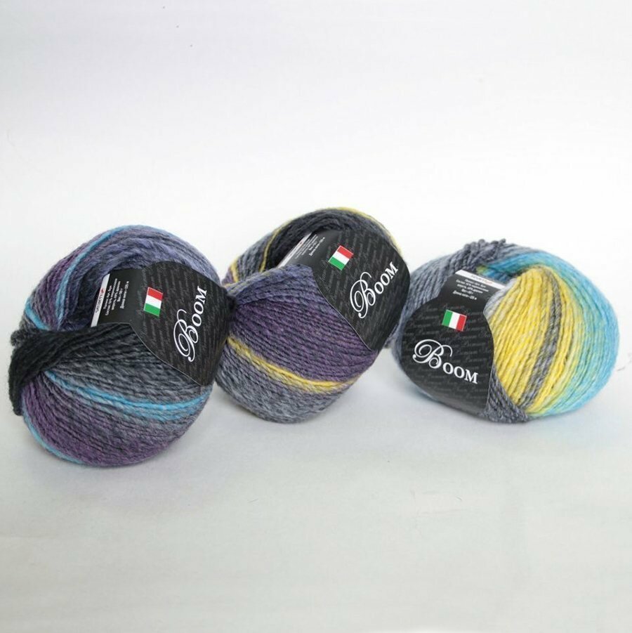 Пряжа Seam BOOM 43844 бирюз/лим/сер (2 мотка)