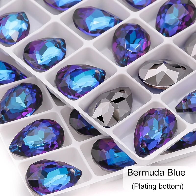 Подвески Bermuda Blue, хрусталь K9, 6x9 мм, синий