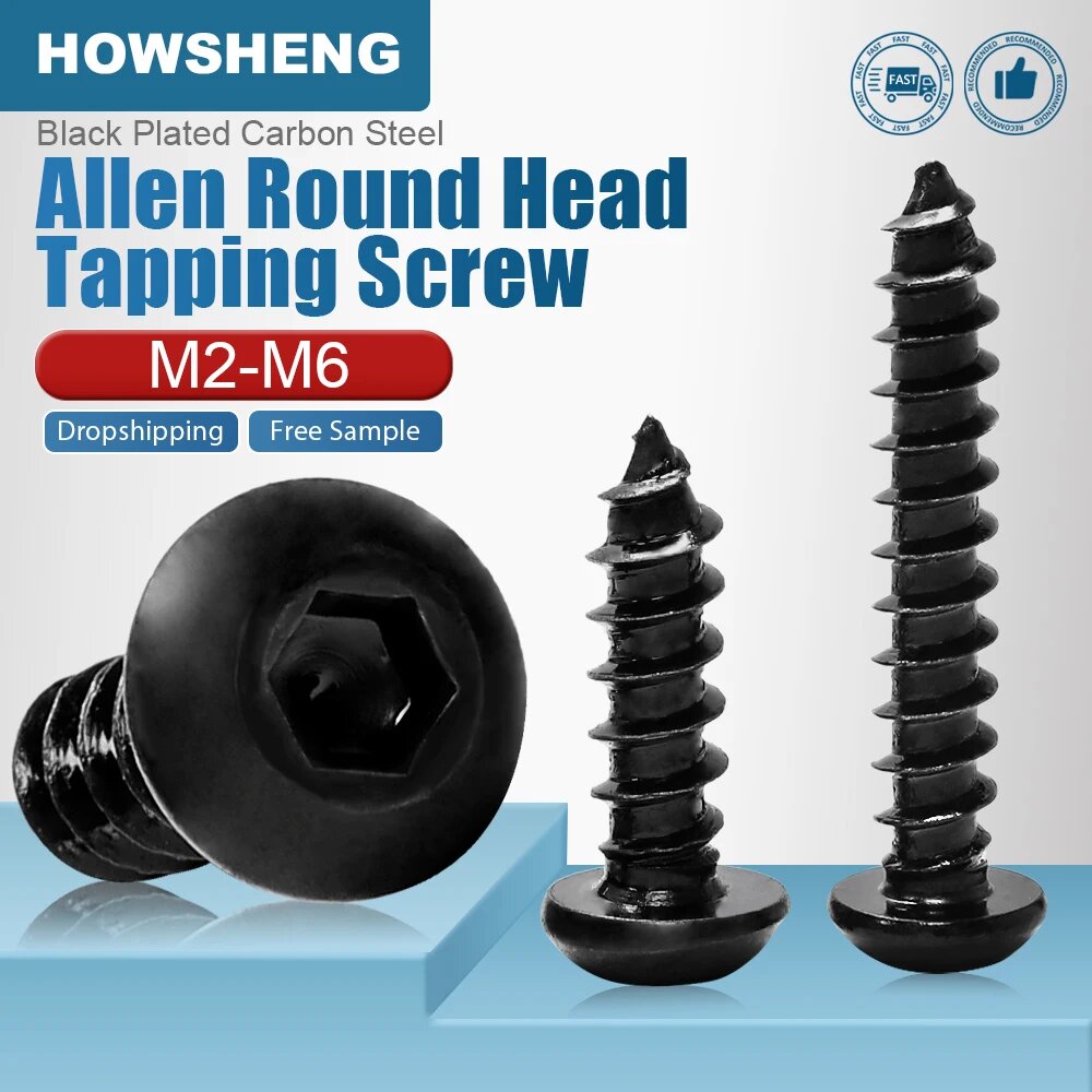 HOWSHENG Саморезы с шестигранной головкой M2-M6 для дерева M3 100pcs, 20mm