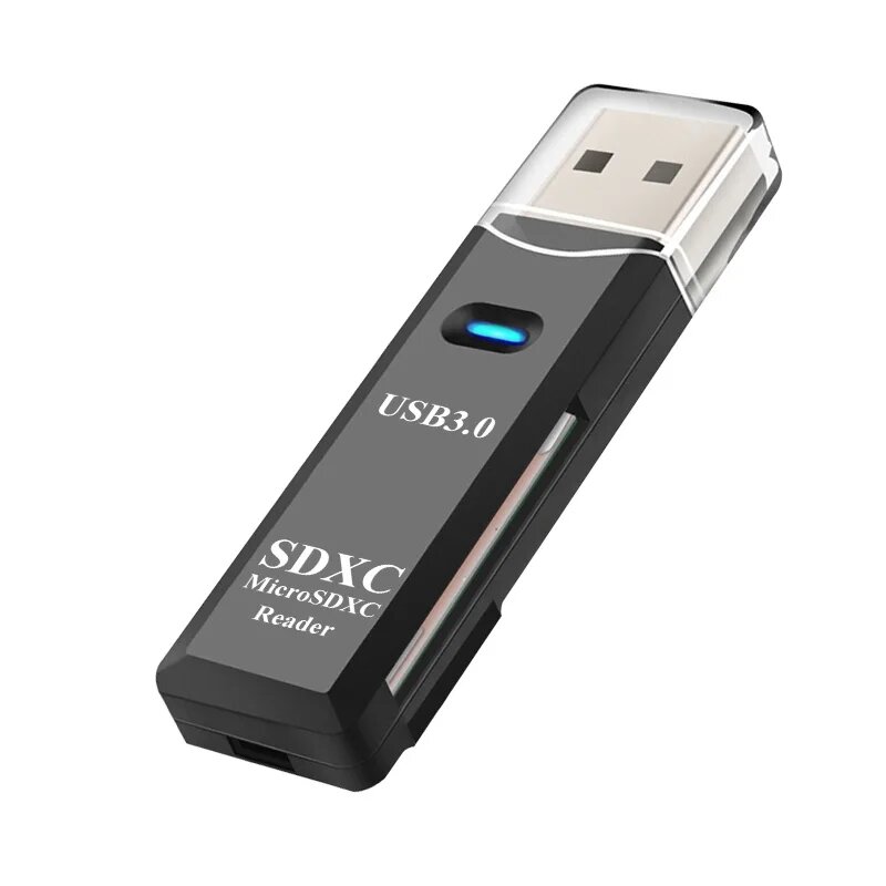 Кардридер 2 в 1 USB 3.0 black card reader