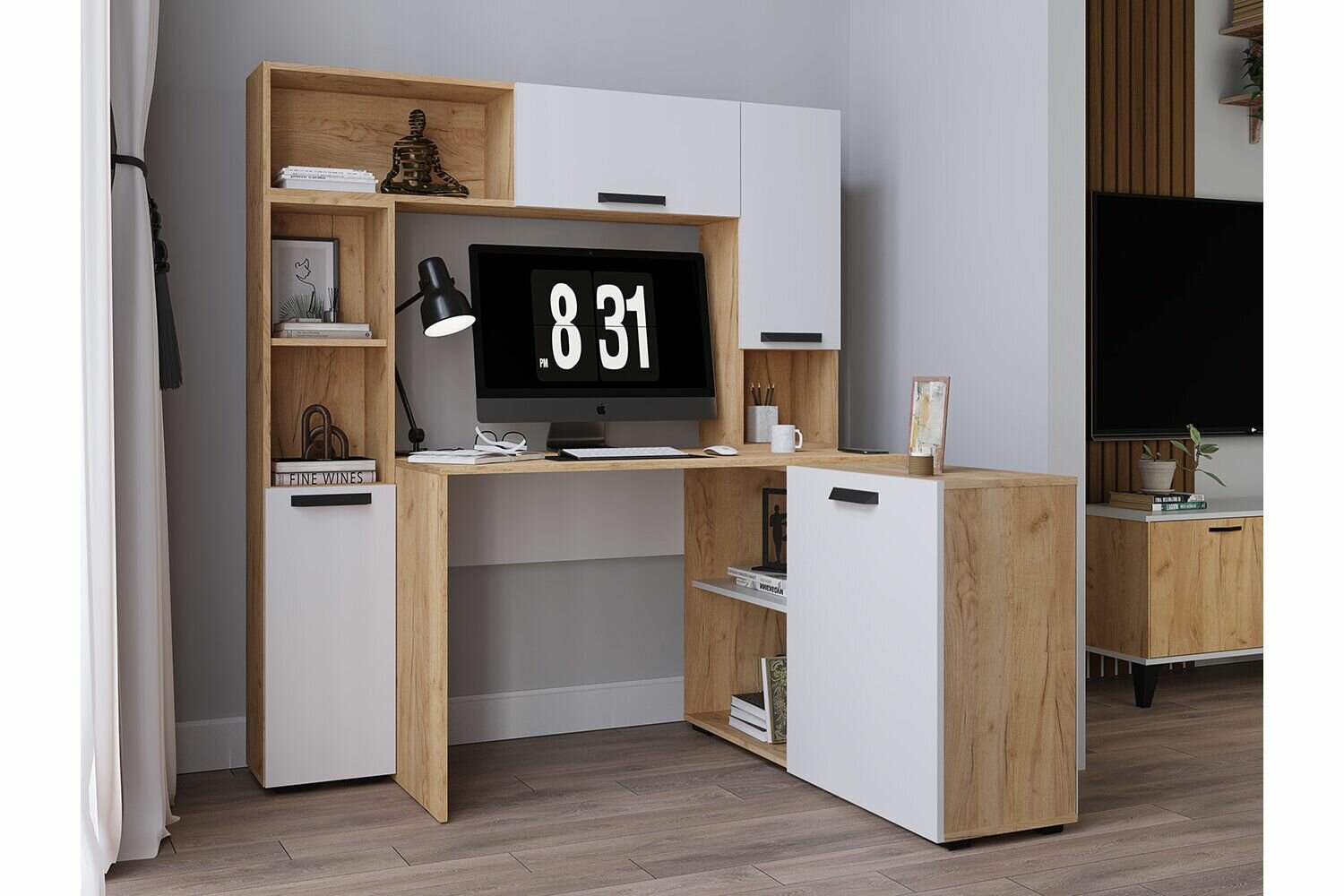 Кабинет "Элегант Крафт-13", дуб крафт/белый.