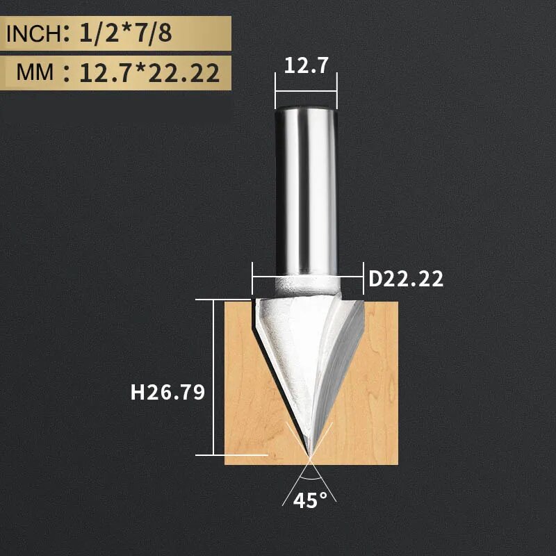 Карбид вольфрама V-образная бита 45, 60 градусов 3D V-образная гравировальная фреза с ЧПУ, деревообрабатывающий инструмент для твердой древесины, МДФ, фанеры V00907
