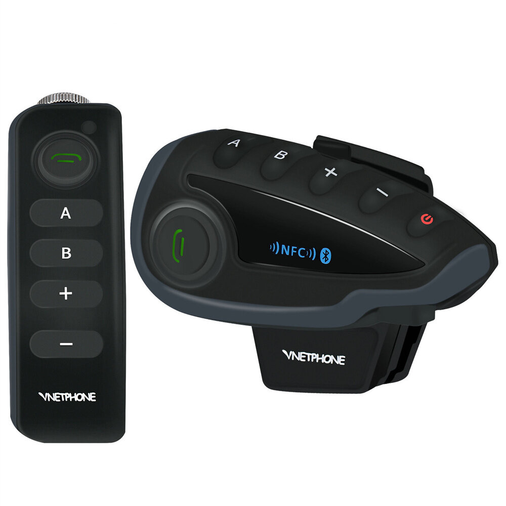 1200 М Bluetooth Домофон Мотоциклетный Шлем Переговорная Гарнитура NFC Пульт Дистанционного Управления Полный Дуплекс + FM